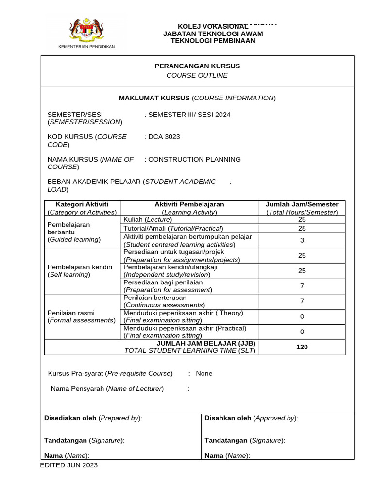 Co Dca 3023 Construction Planning Mac 2023 | PDF