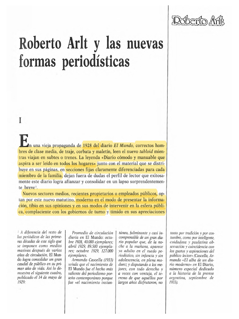 Roberto Arlt y Las Nuevas Formas Periodisticas - Unlocked | PDF