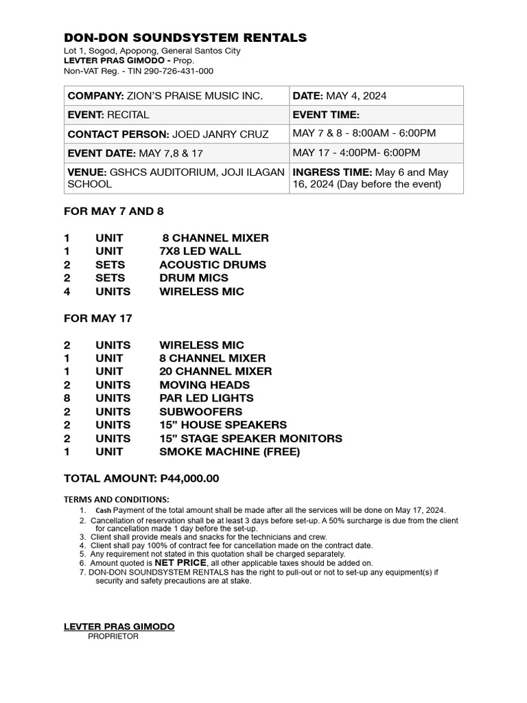 Sounds and Lights Quotation | PDF