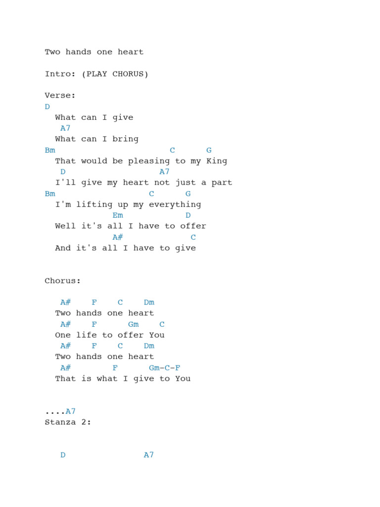 TWO HANDS ONE HEART CHORDS | PDF