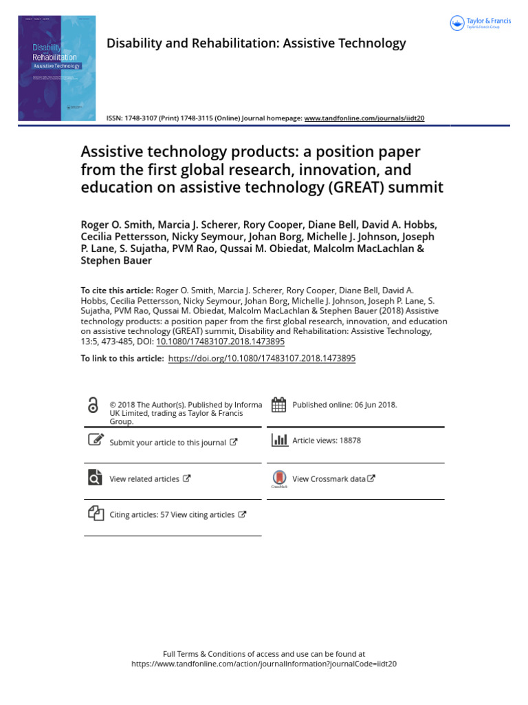 Assistive Technology Products A Position Paper From The First Global ...