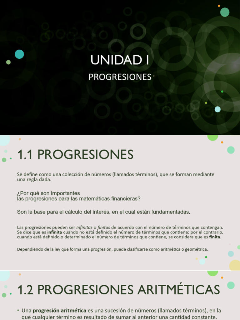 Unidad 1 Progresiones | PDF | Números | Objetos matemáticos