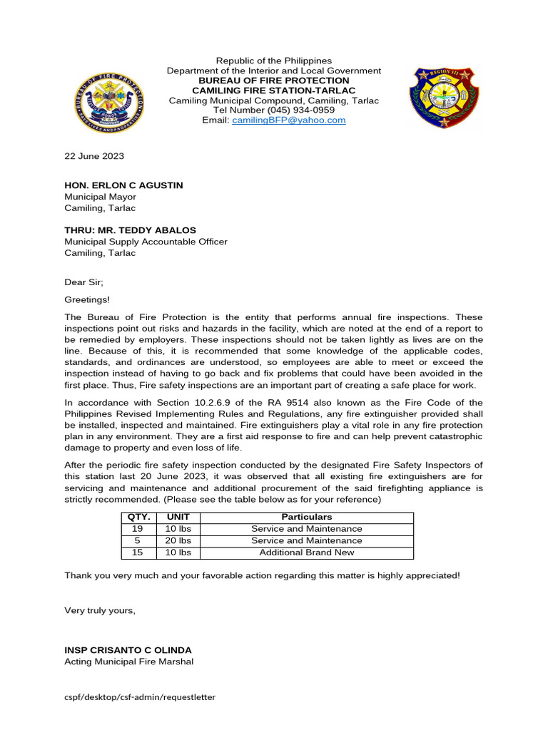 REQUEST-FOR-FIRE-EXT (1) | PDF