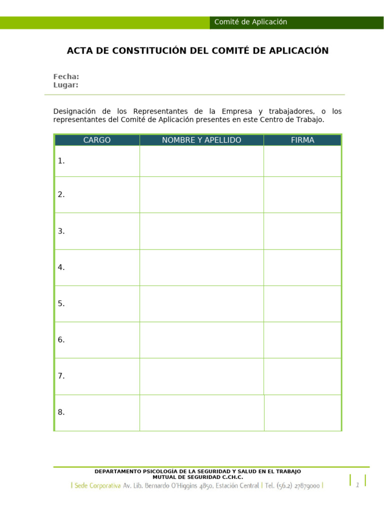 FORMATO Acta de Constitución - Comite de Aplicacion-CDA | PDF