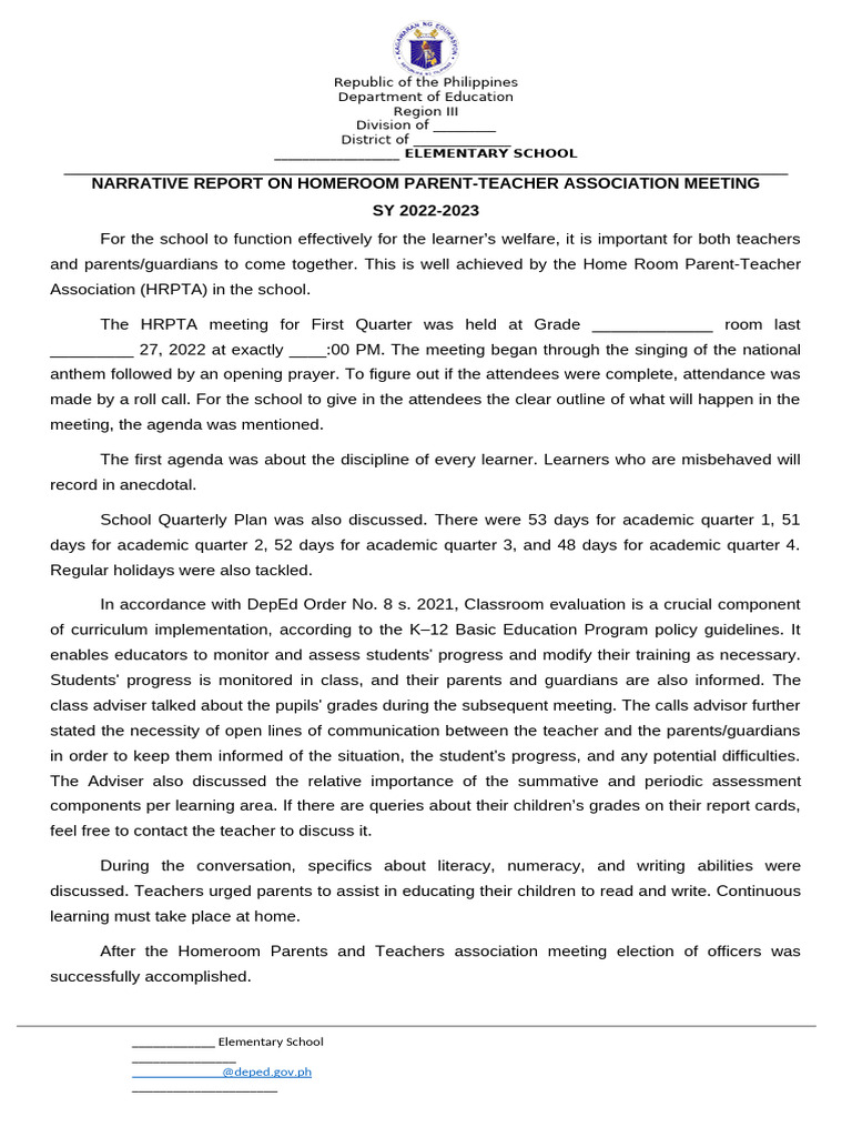 1ST Hrpta Meeting Narrative Report | PDF