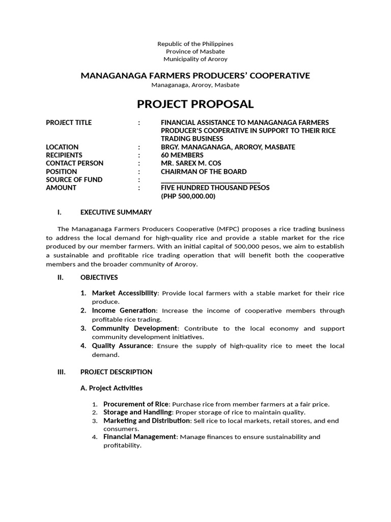 Managanaga Rice Proposal | PDF