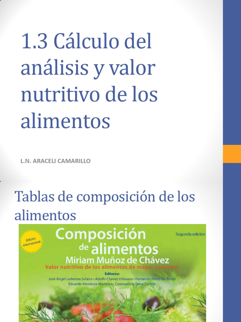 1.3 Tablas de Composición de Los Alimentos | PDF | Alimentos | Cocina, comidas y vino