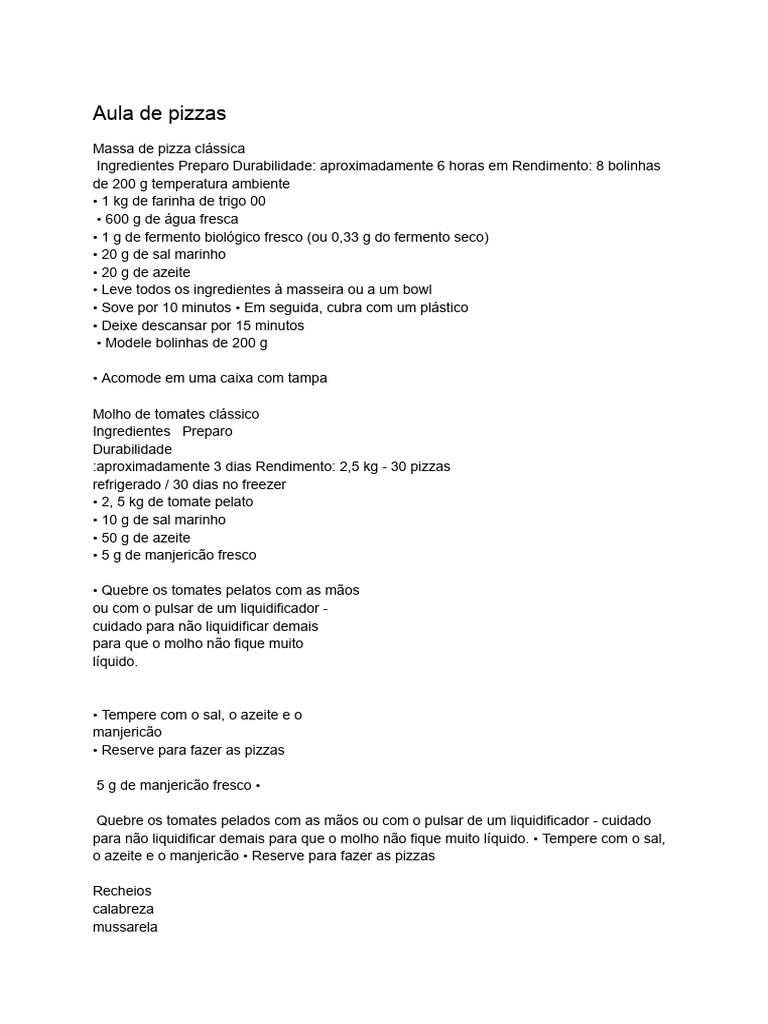Roteiro de Aula Técnicas Gastronômicas 2 2023 | PDF