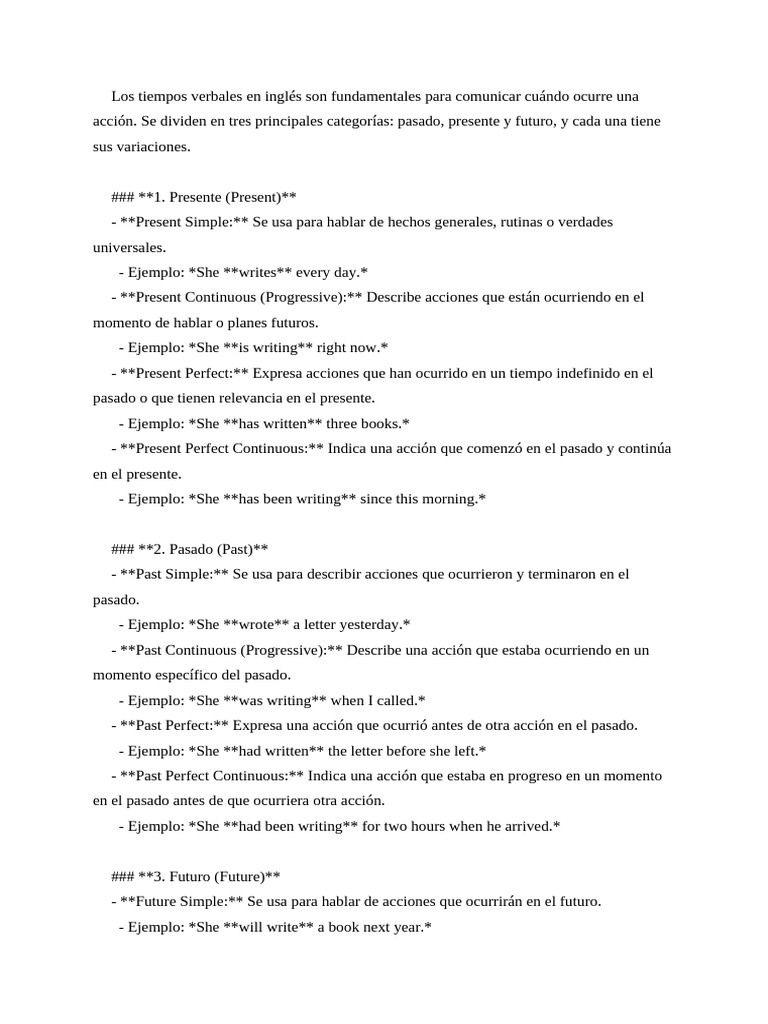 Tiempos Verbales Inglés Pdf