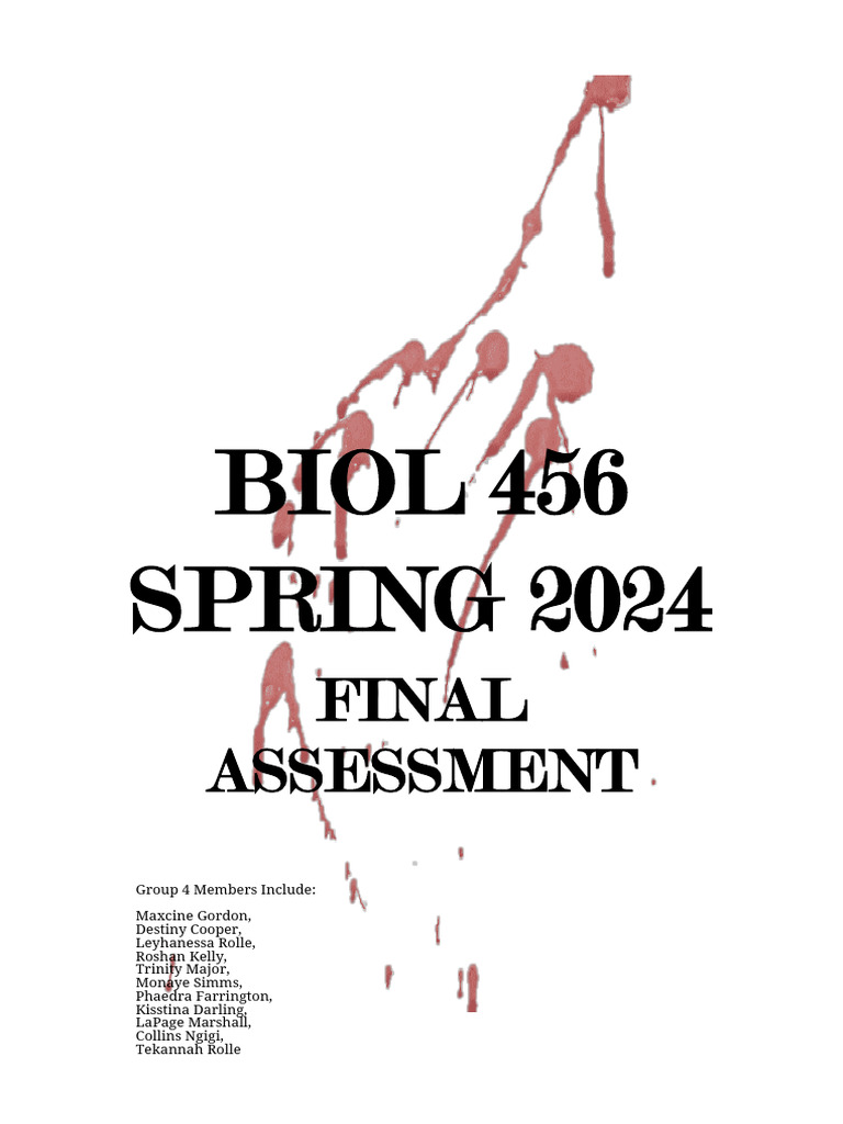 BIOL 456 FINAL ASSESSMENT (SPRING 2024 - G4) Finalized (Draft) | PDF