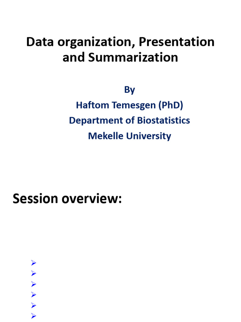 Lecture 2 Data Organization Presentation And Summarization Pdf