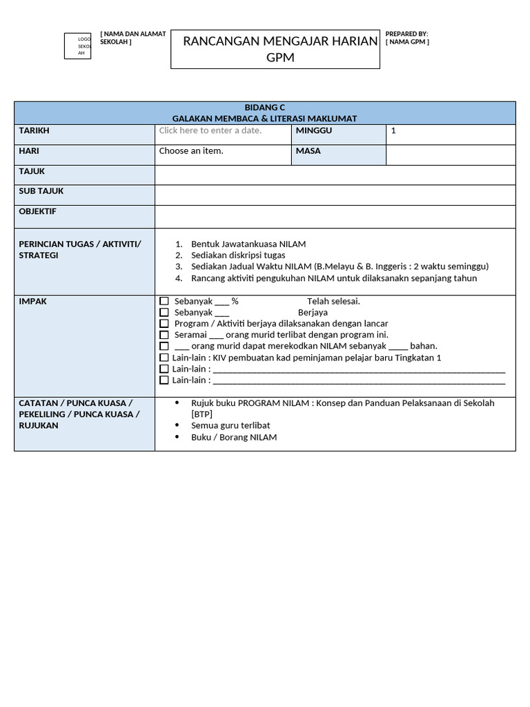 Rekod Kerja Bidang C | PDF