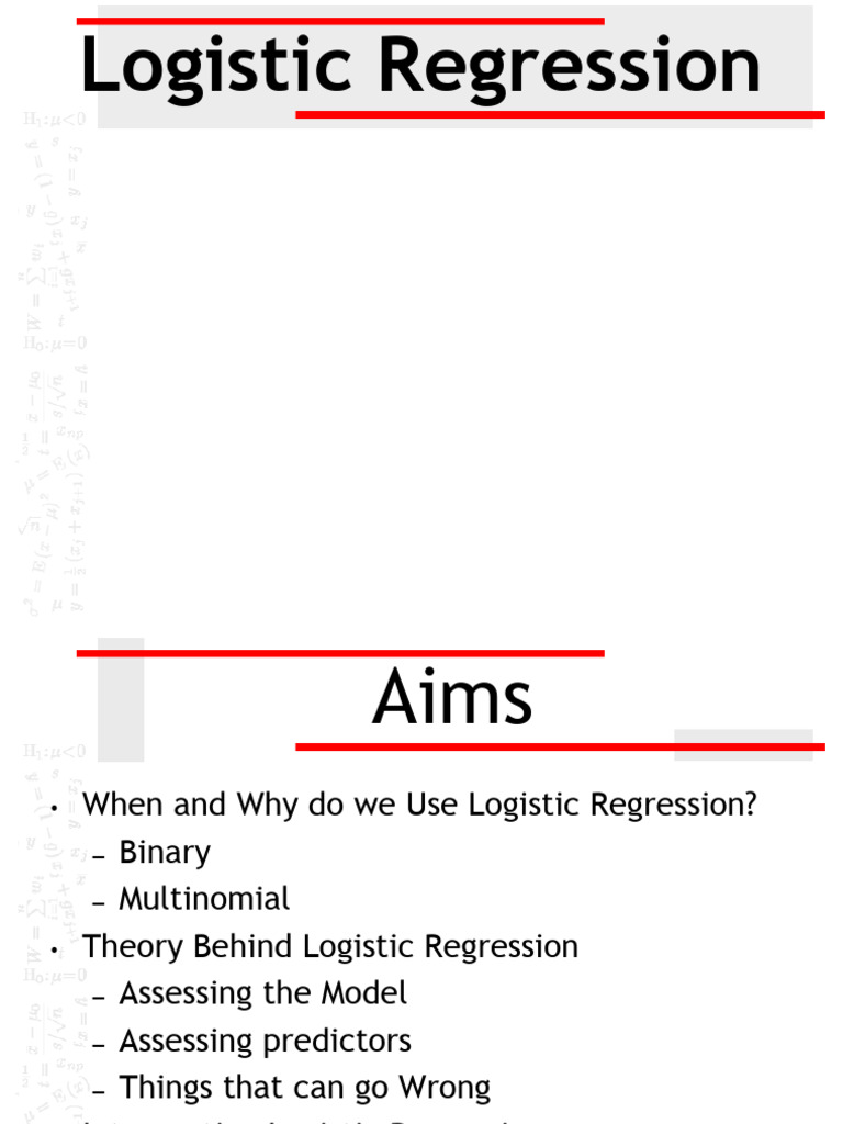 Lecture 10.0 Final Logistic Regression | PDF