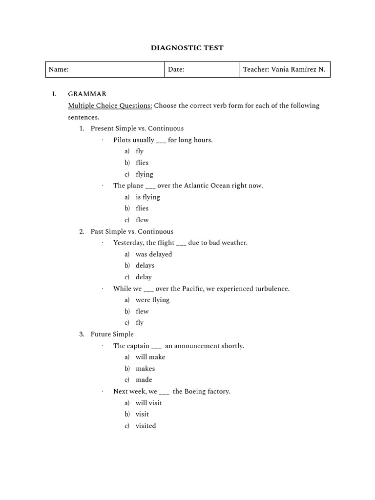 Diagnostic Test | PDF