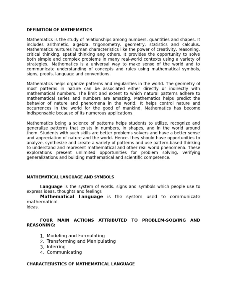 1 Mathematical Language | PDF