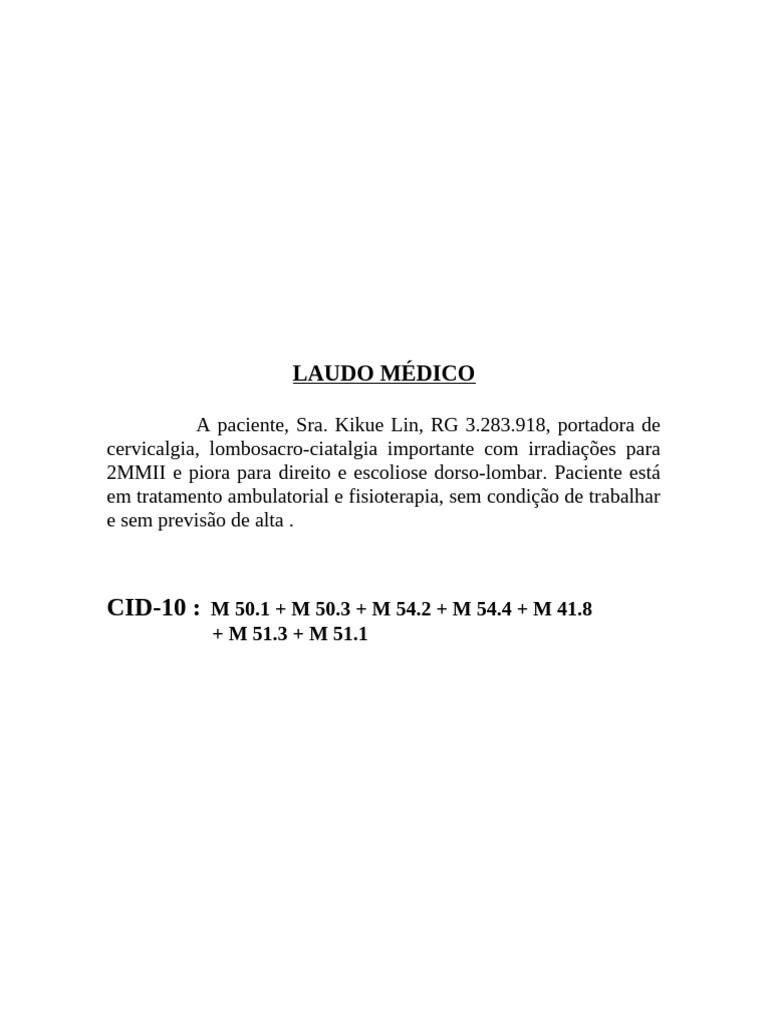 Laudo Médico Inss (12.07.04) | PDF