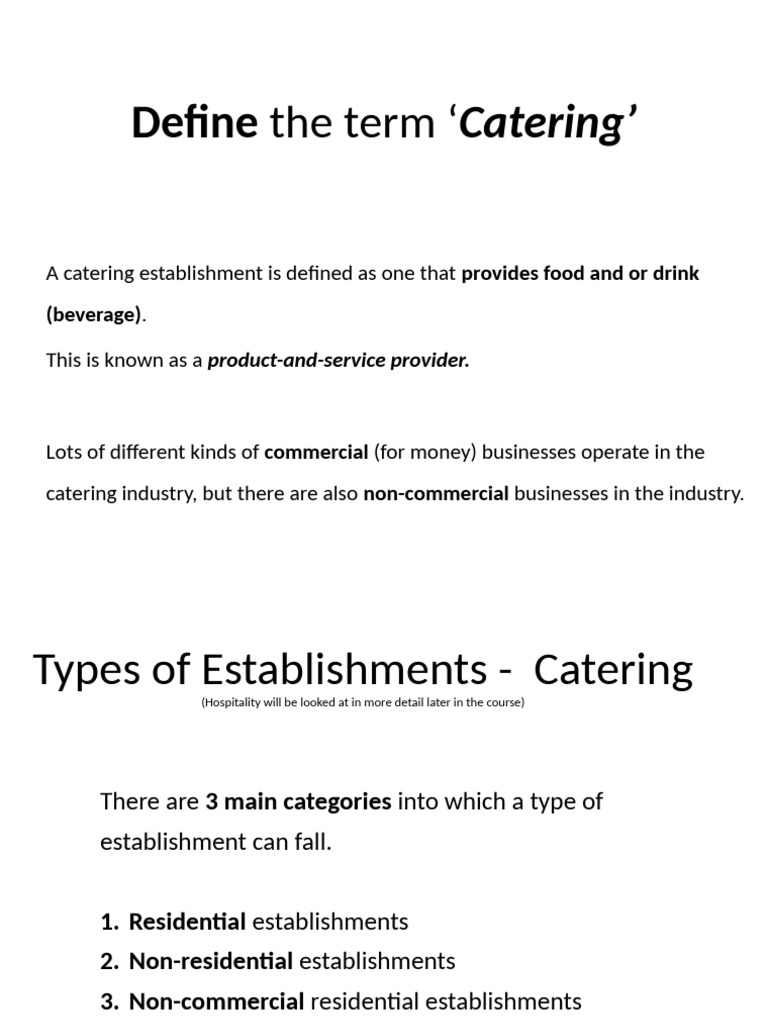 2.types of Catering Establishments | PDF