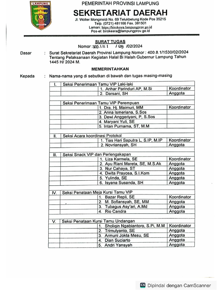 Surat Tugas Halal BI Halal 2024 PDF