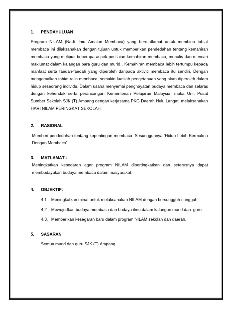 Kertas Kerja NILAM Peringkat Sekolah 201 | PDF | Language Arts & Discipline
