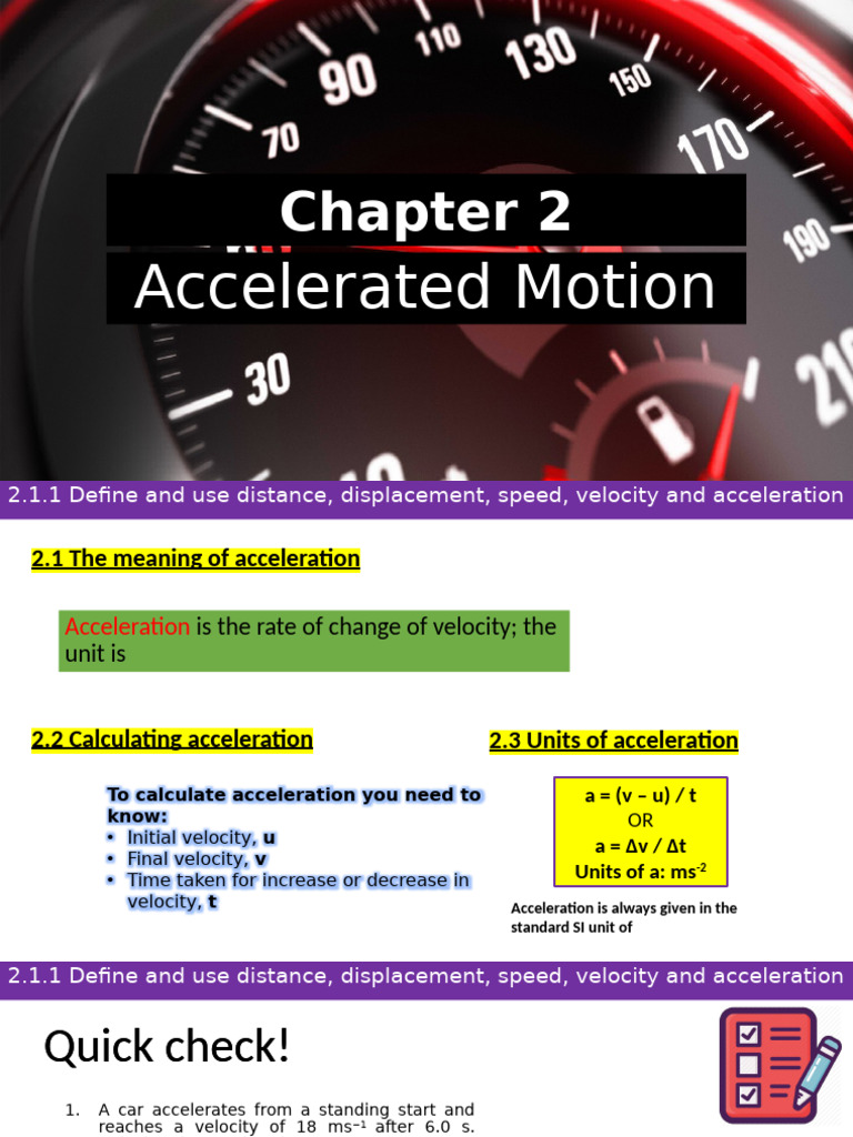 Chapter 2-Accelerated Motion | PDF