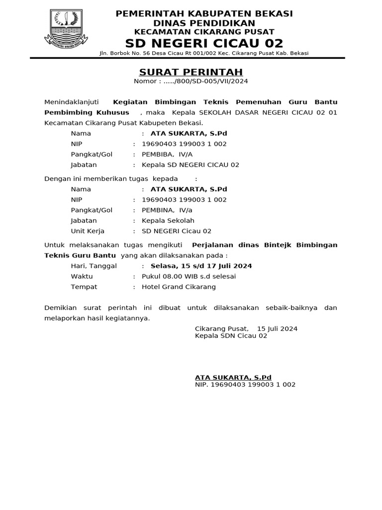 Format Surat Tugas Pdf