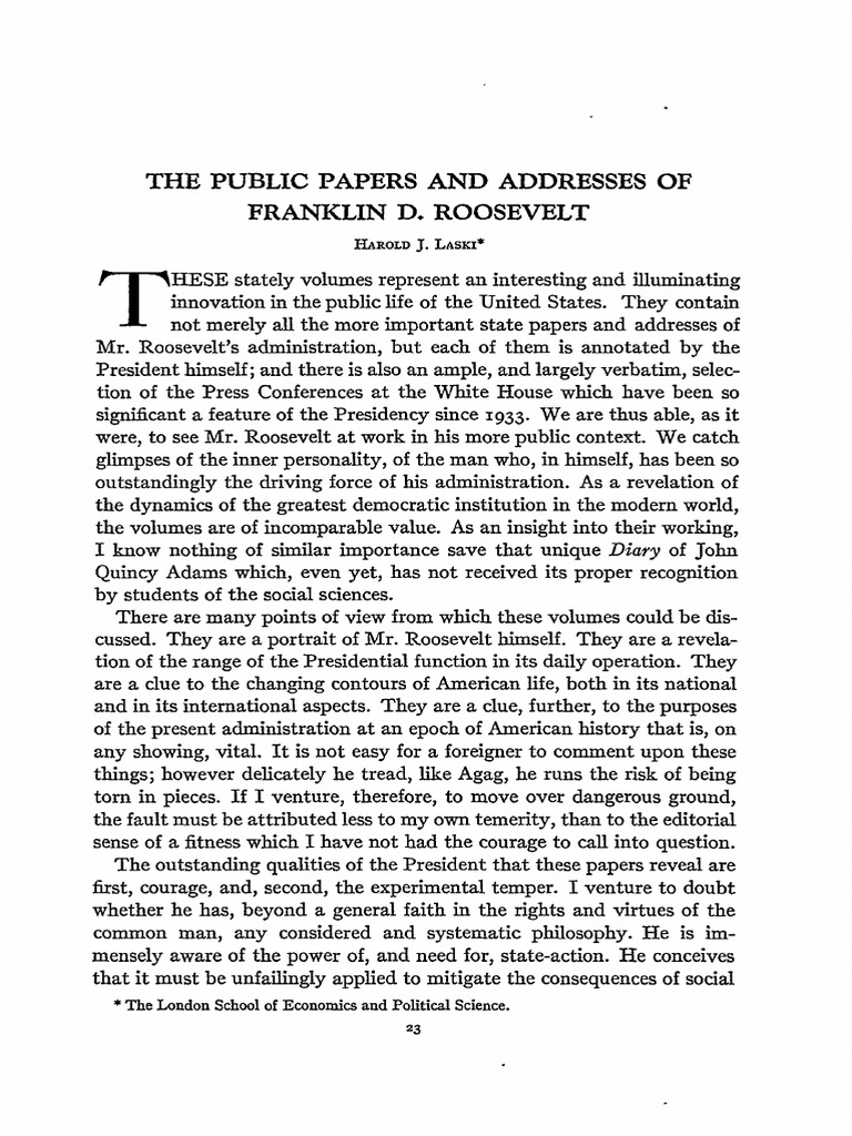 The Public Papers and Addresses of Franklin D. Roosevelt | PDF