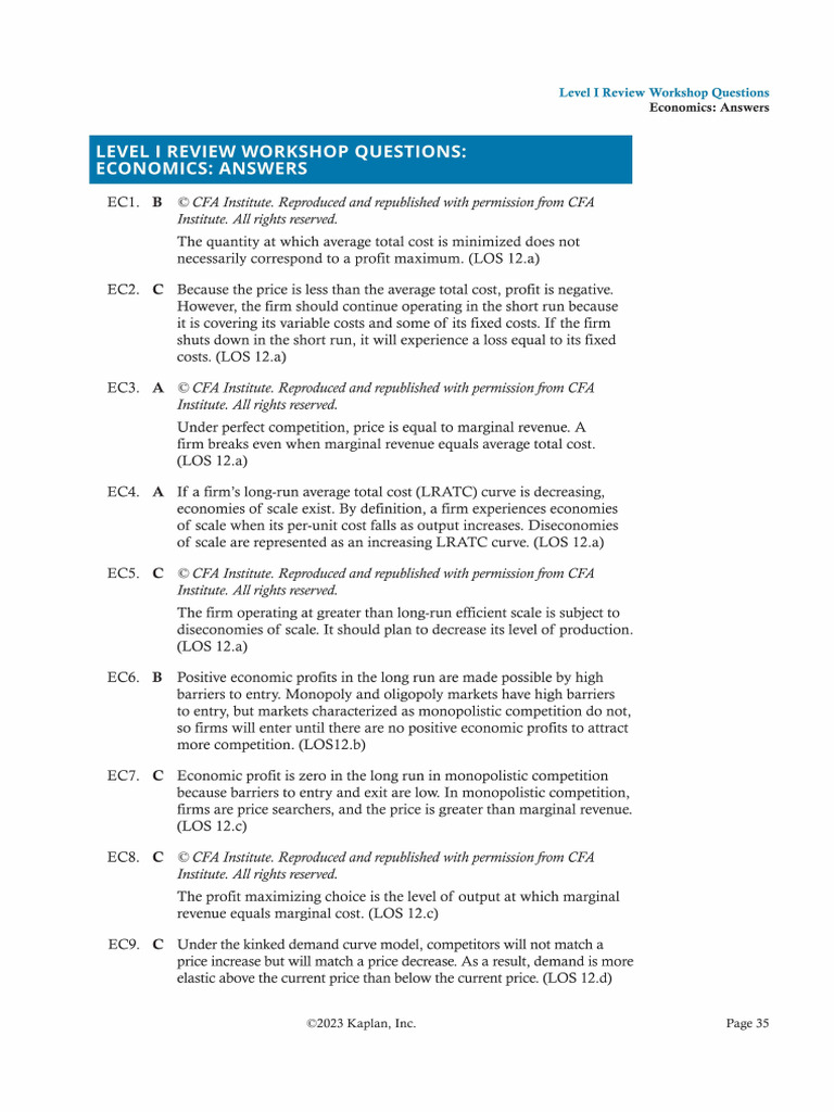 Economics - Asnwers - CFA | PDF