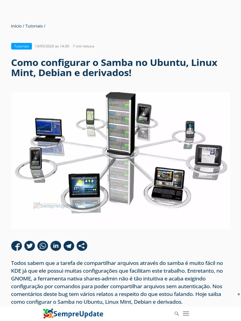 Como Configurar o Samba No Ubuntu, Linux Mint, Debian e Derivados! - SempreUpdate | PDF
