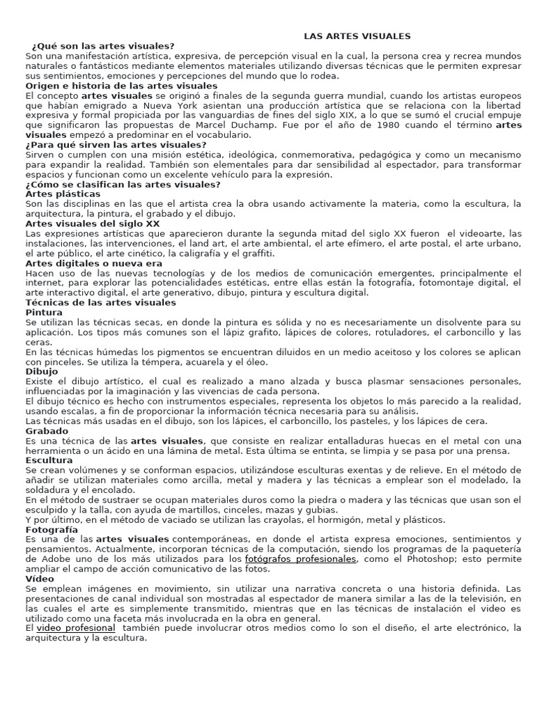 Las Artes Visuales Conceptos | PDF