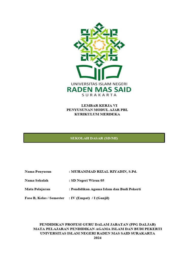 6. LK Rizal (Penyusunan Modul Ajar PBL) | PDF