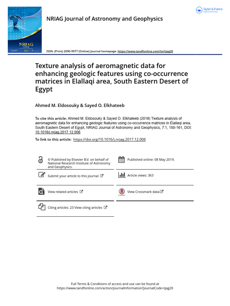 Texture Analysis of Aeromagnetic Data For Enhancing Geologic Features ... Texture Analysis of Aeromagnetic Data For Enhancing Geologic Features ...
