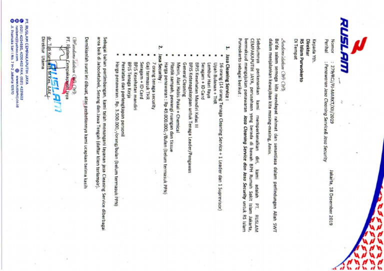 Penawaran CS & Security RSI Purwokerto001 | PDF