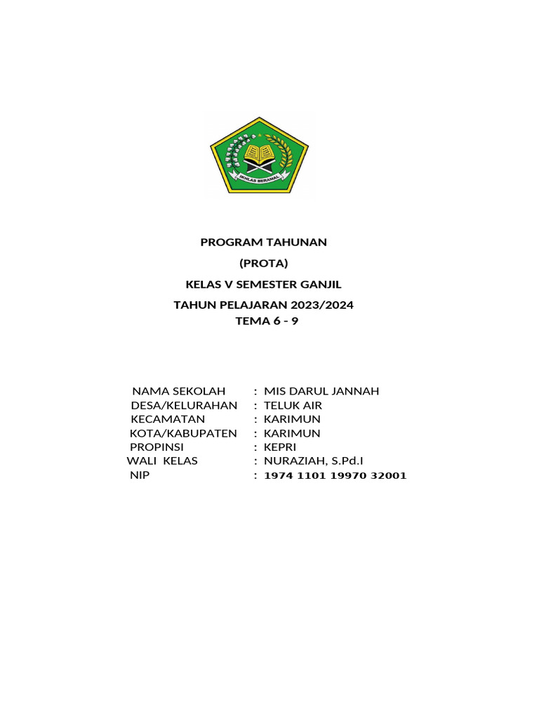 Cover Prota Kurikulum 2013 SD | PDF