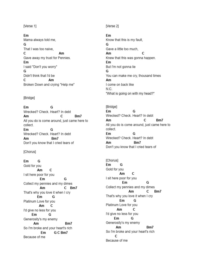 Faouzia - Tears of Gold - Chords | PDF