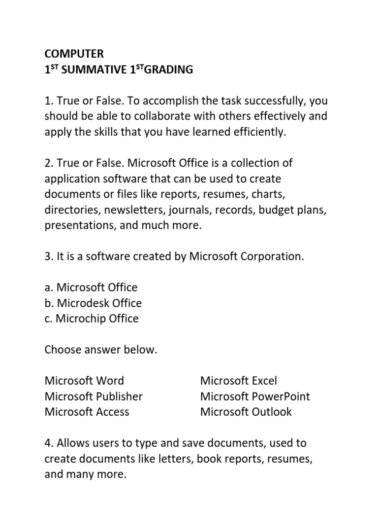COMPUTER 1st Summative | PDF