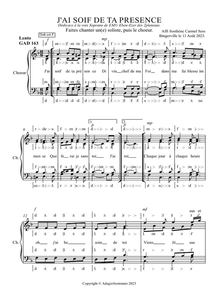 J'AI SOIF DE TA PRESENCE - Partition Complète | PDF