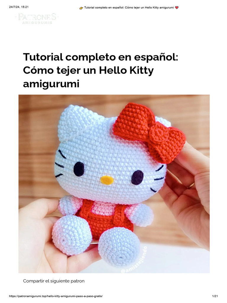 ? Tutorial Completo en Español - Cómo Tejer Un Hello Kitty Amigurumi ? | PDF