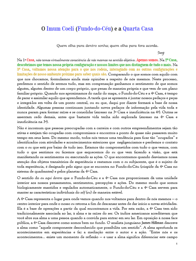 O Imum Coeli - Fundo-do-Céu) e A Quarta Casa | PDF