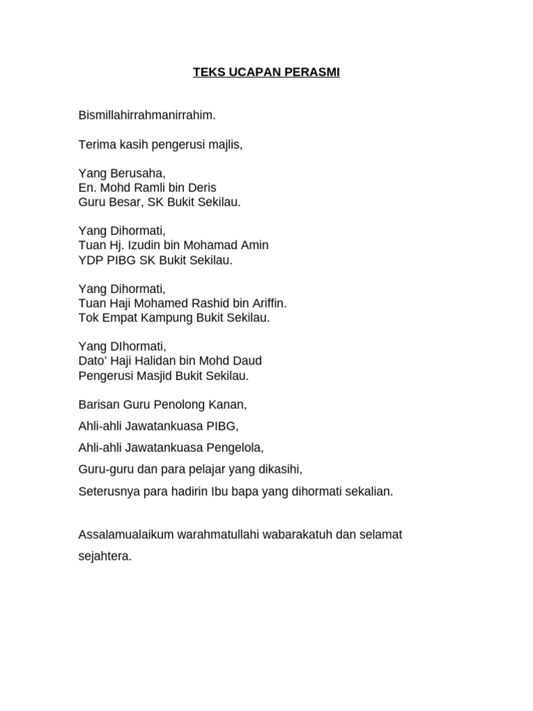 Teks Ucapan Perasmi Hari Sukan Pdf