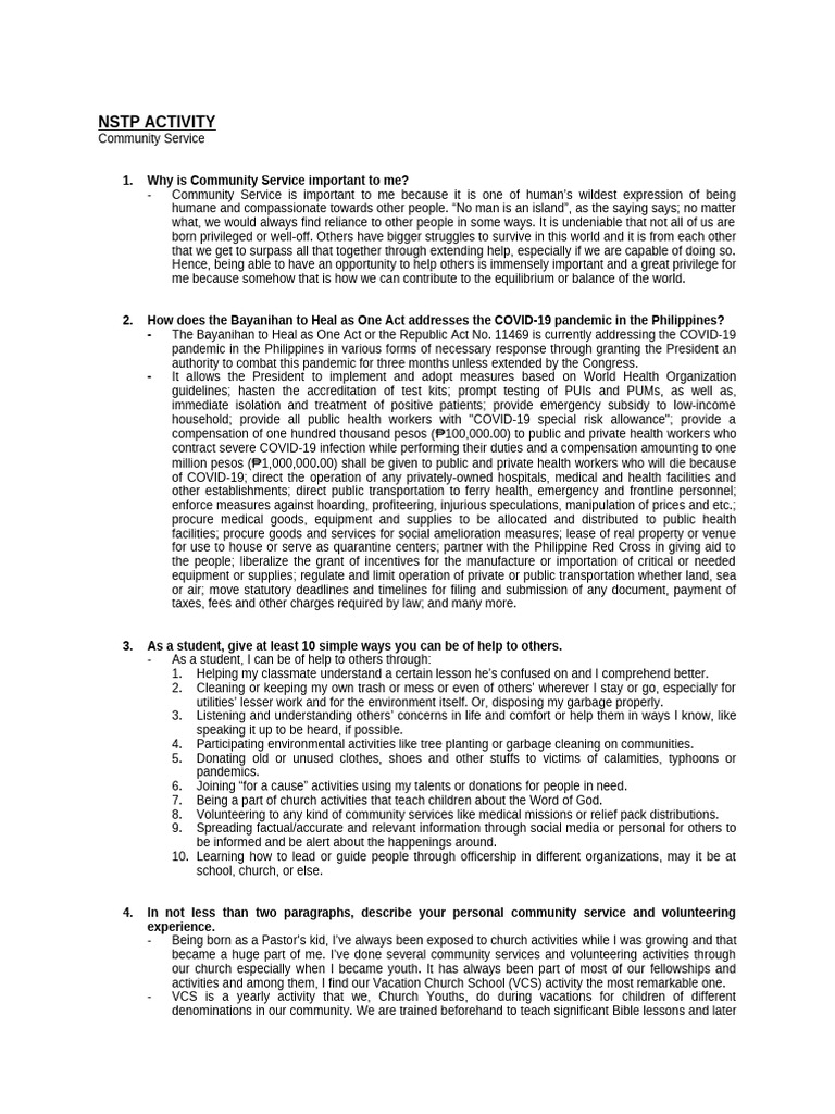 Community Service | PDF
