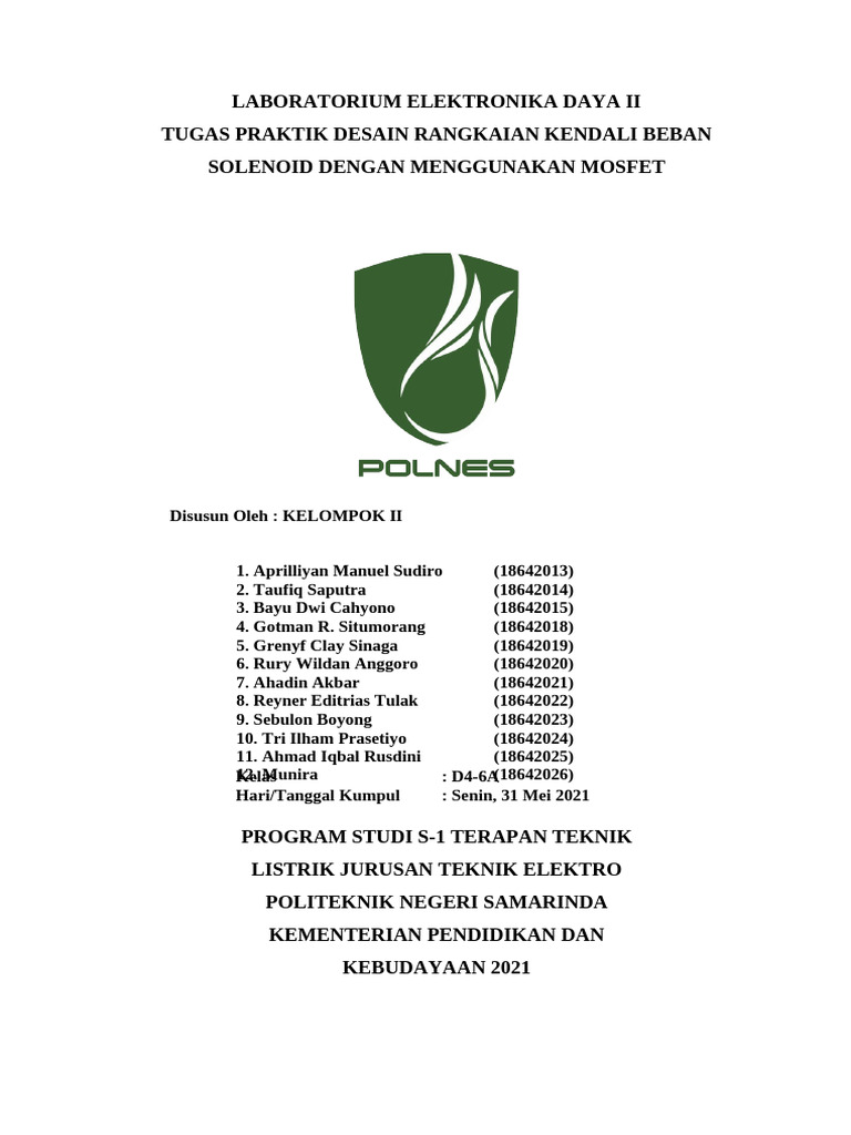 Tugas MOSFET Lab Elda II Kelompok II D4-6A | PDF
