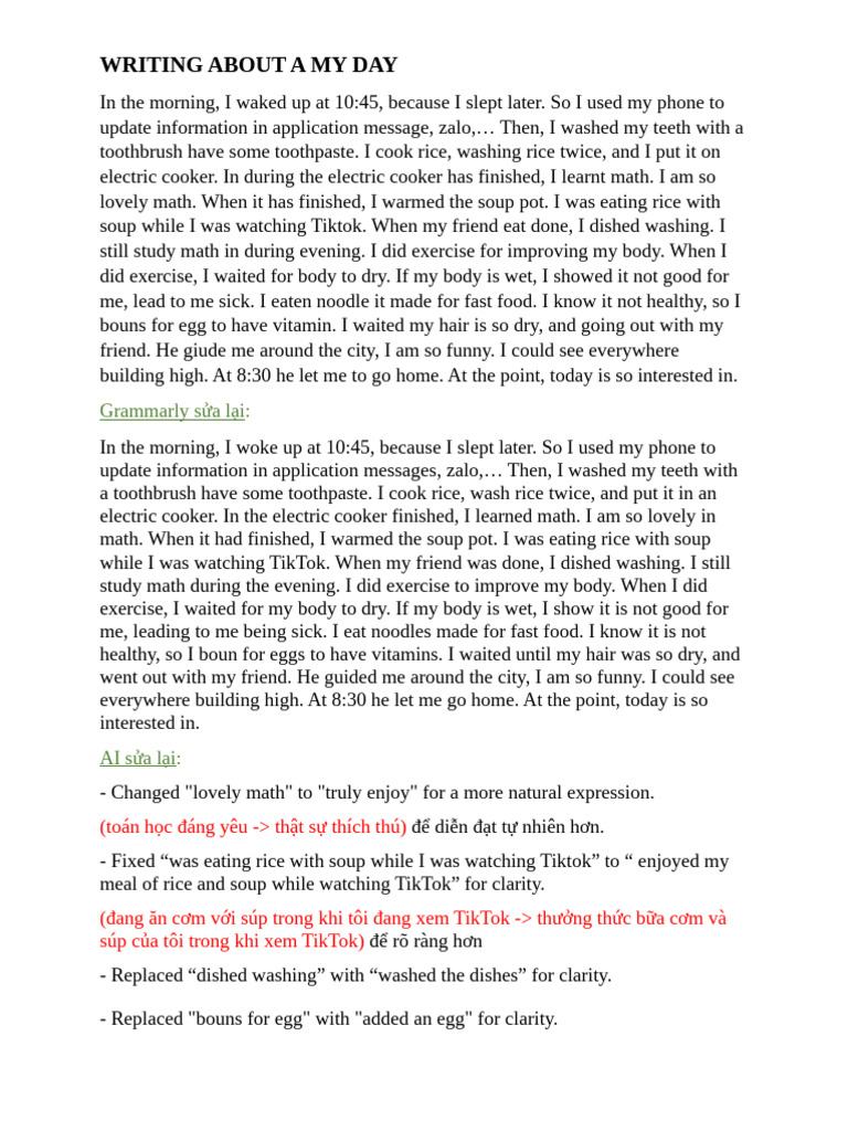 Writing A My Day | PDF