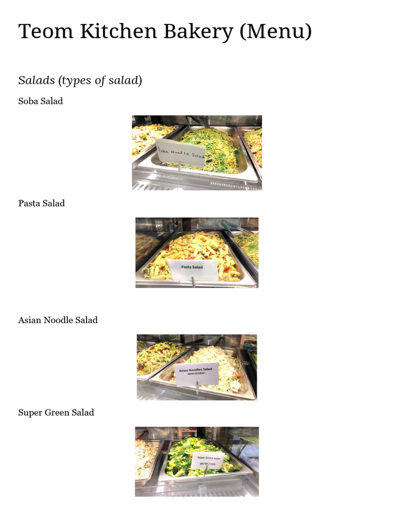 Teom Kitchen Bakery (Menu) PDF | PDF