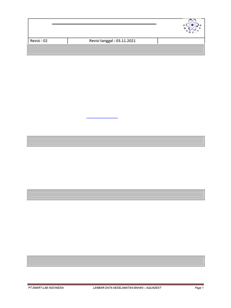 MSDS Aquadest (Indo) | PDF