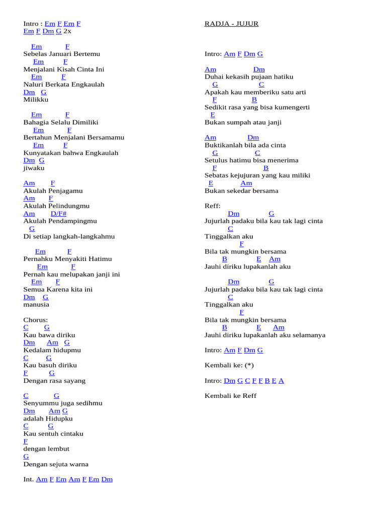 Chord Dan Lyrick Lagu | PDF