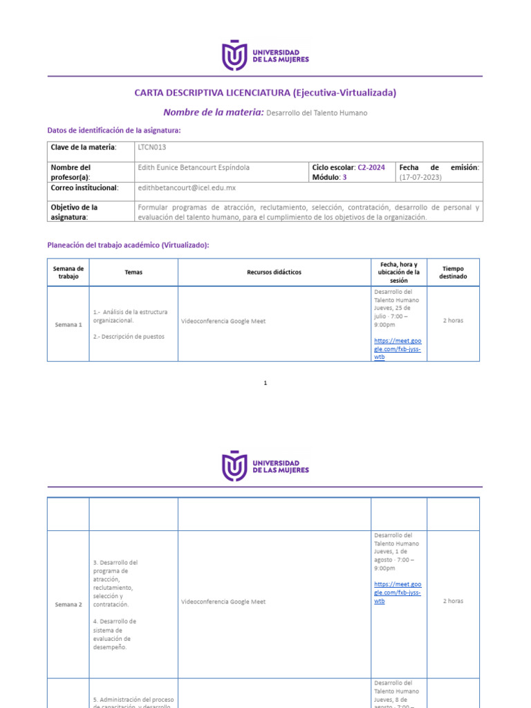 Carta Descriptiva_Licenciatura (Ejecutiva-Virtualizada)_C2_M3_24_DTHJ | PDF