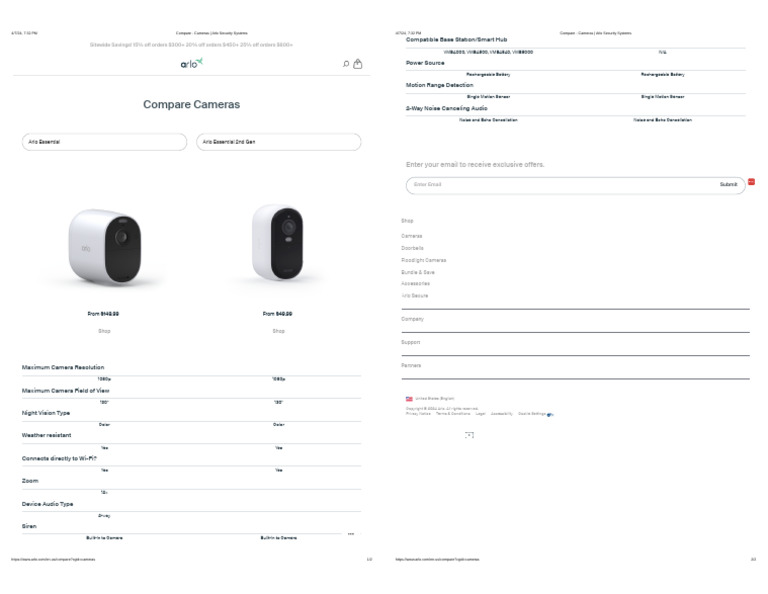 Compare - Cameras - Arlo Security Systems | PDF | Camera