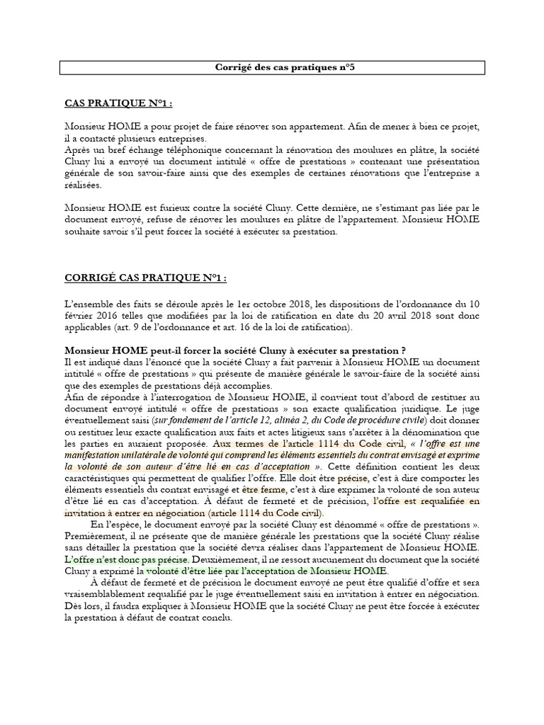 Corrigé Cas Pratique N°6 | PDF