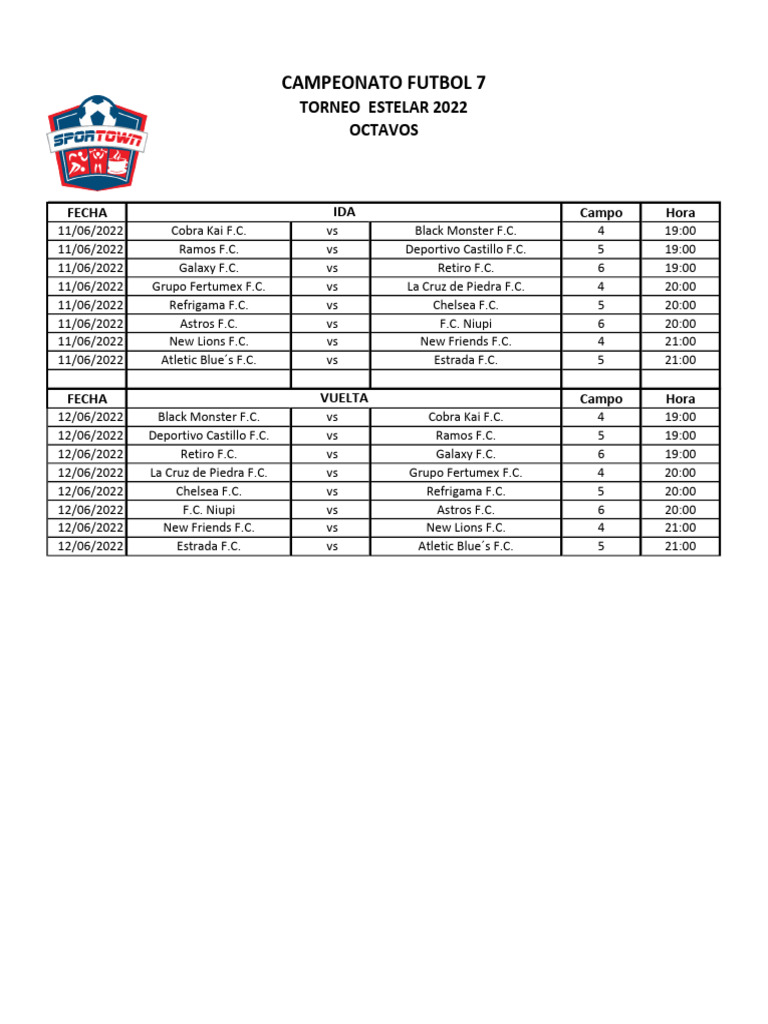 Octavos Torneo Fut 7 Estelar-1 | PDF