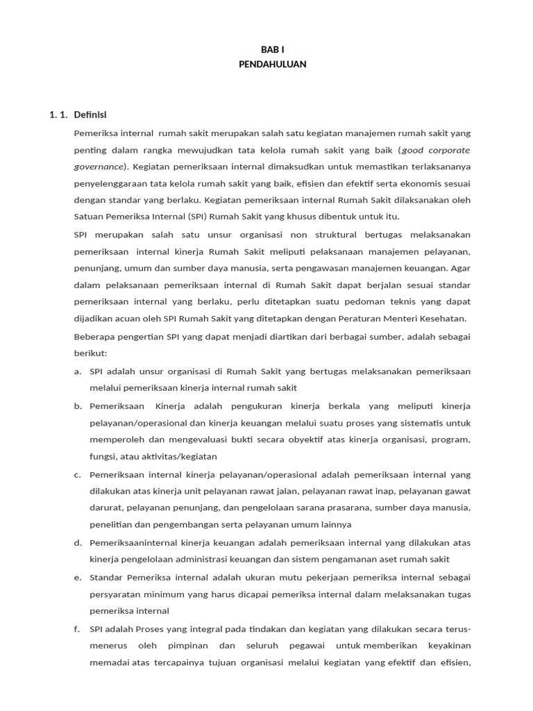 Panduan Satuan Pemeriksaan Internal RS | PDF